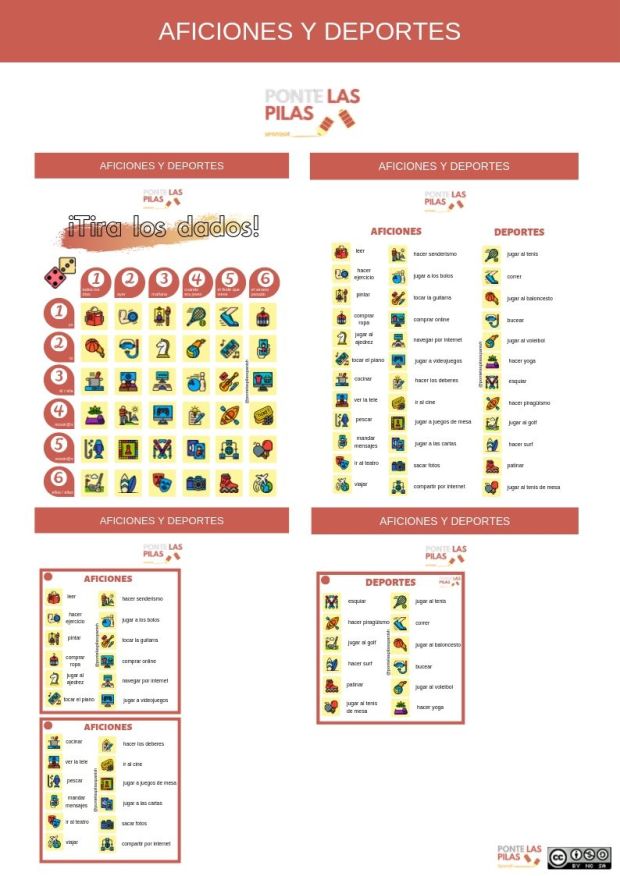 Tablero de Aficiones y Deportes + Infografía y Vocabulario – PONTE LAS ...